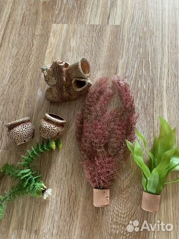 Аксессуары для аквариума, растения, кувшины